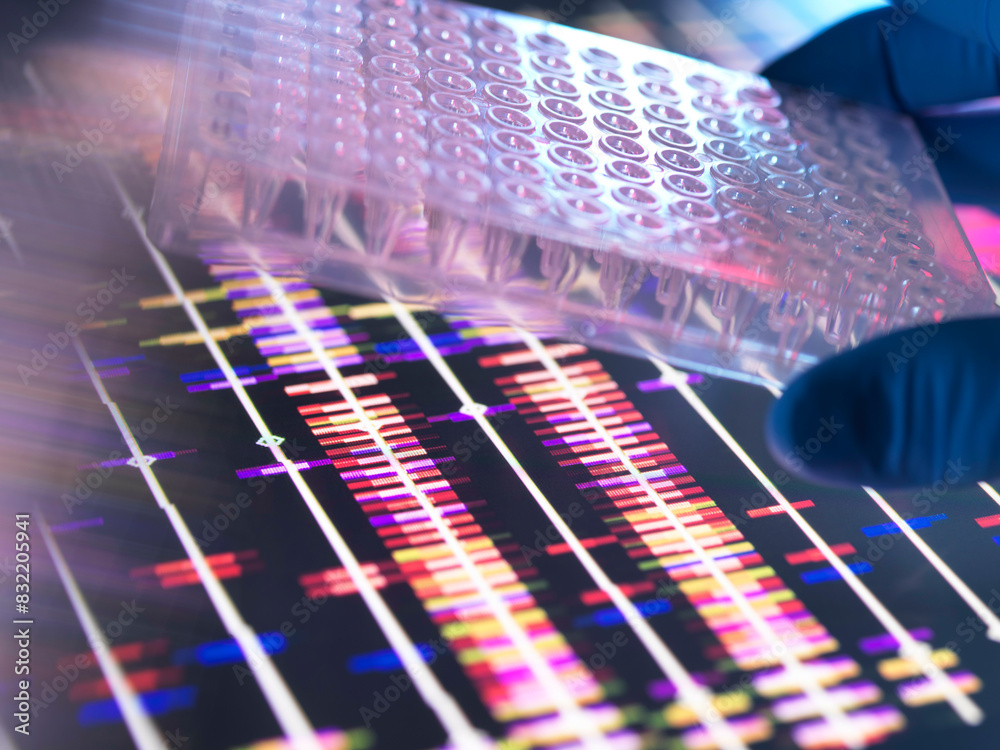 Genetic Research,Scientist holding a multi well plate contains DNA ...