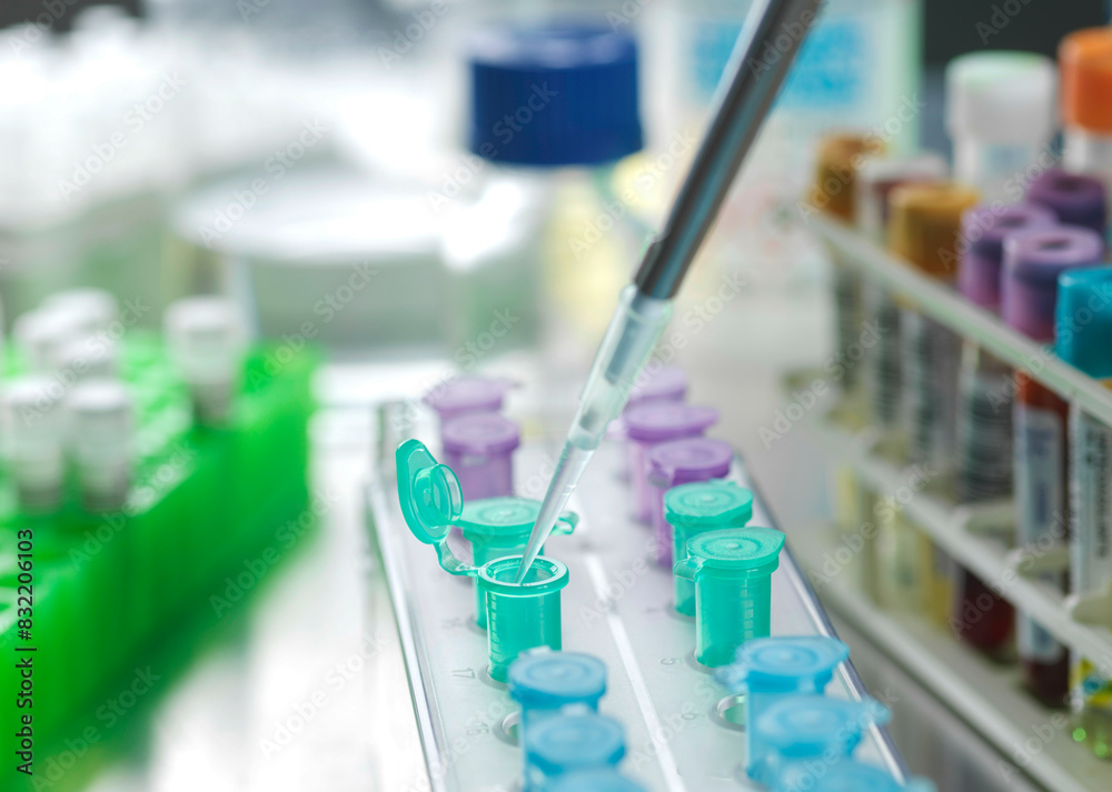 [various]Medical testing, Scientist pipetting sample into a vial ready ...