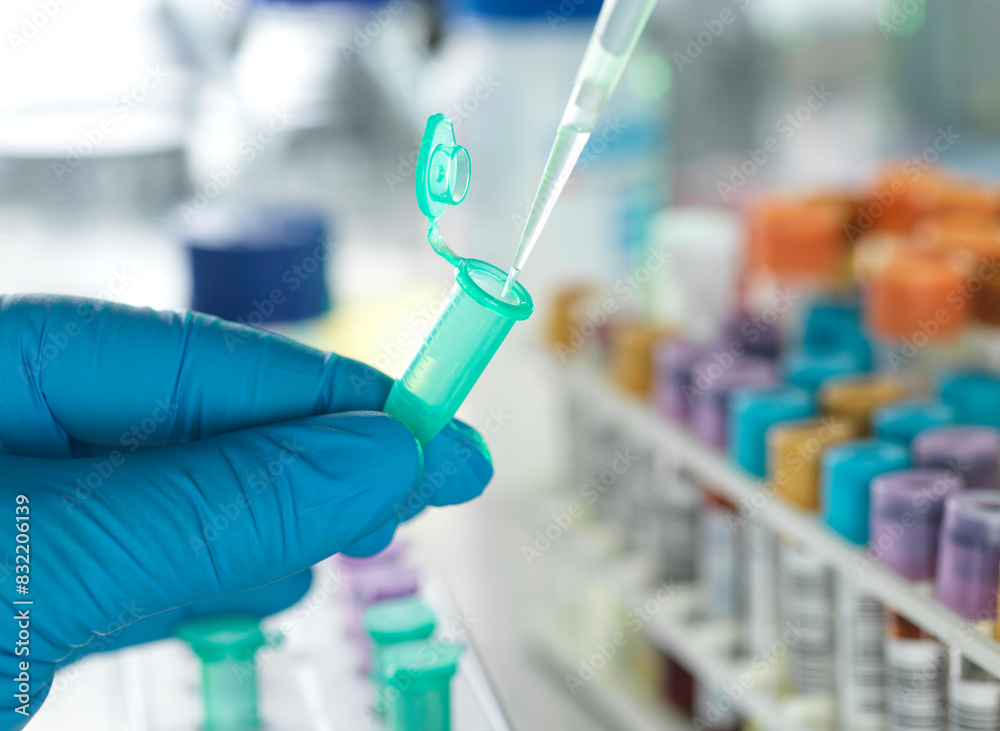 [various]Medical testing, Scientist pipetting sample into a vial ready ...
