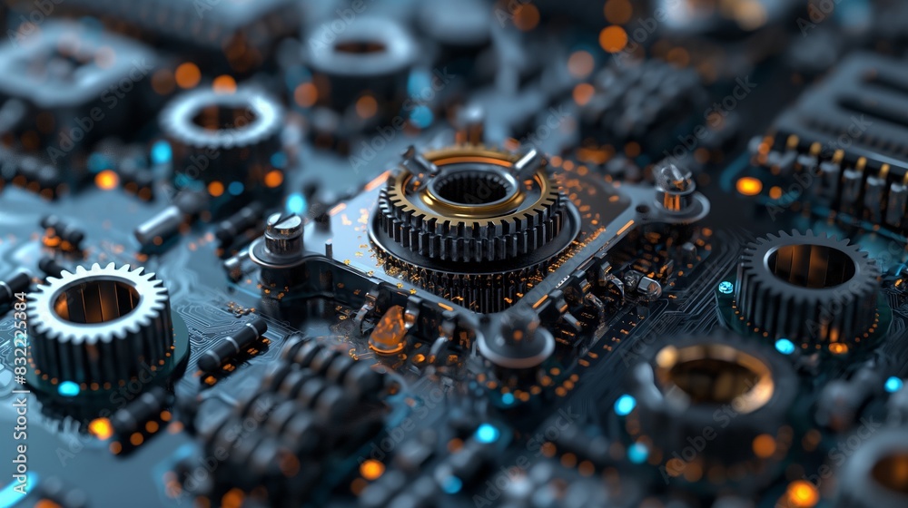 A detailed visualization of a nanoscale MEMS (Micro-Electro-Mechanical ...