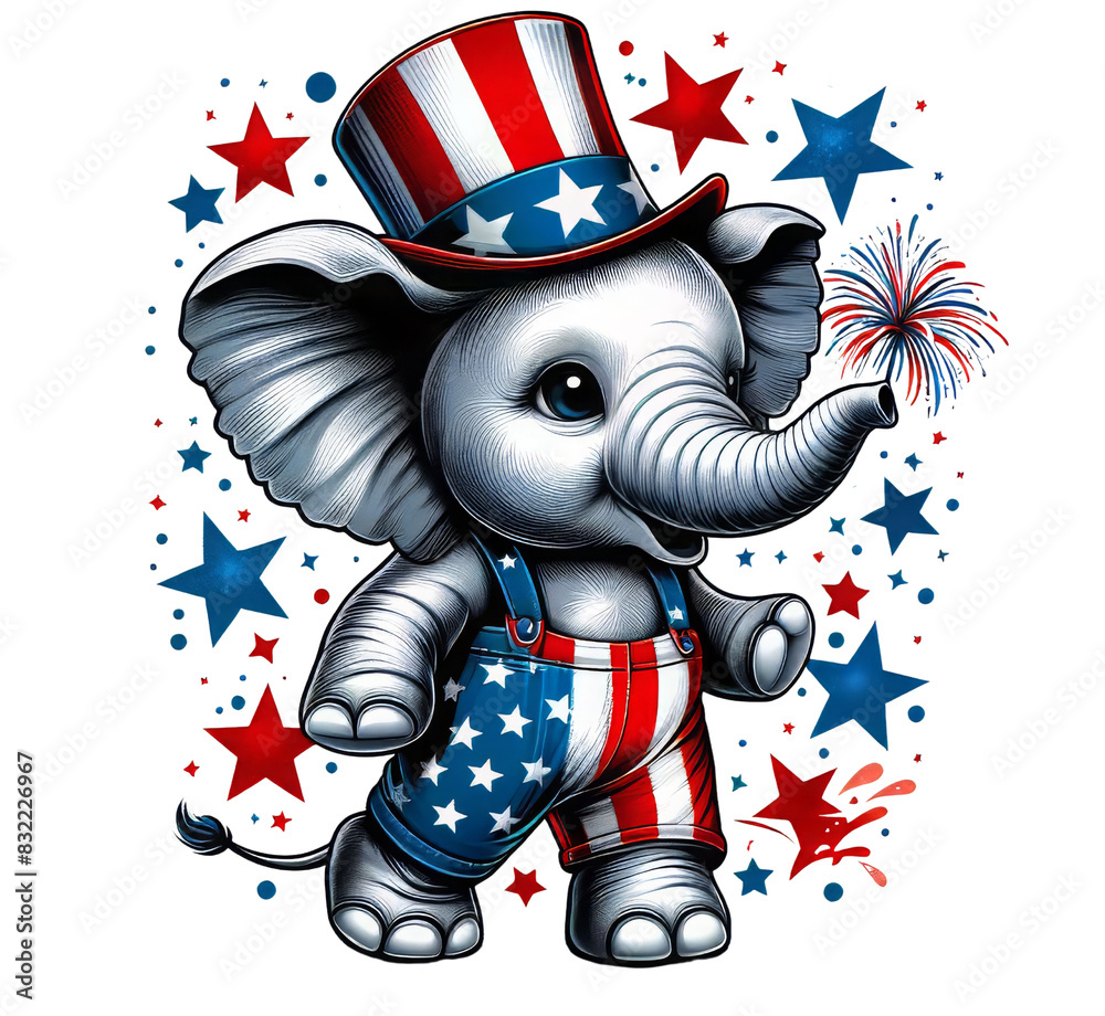 elephant Sublimation clipart for 4th july t on transparent background ...