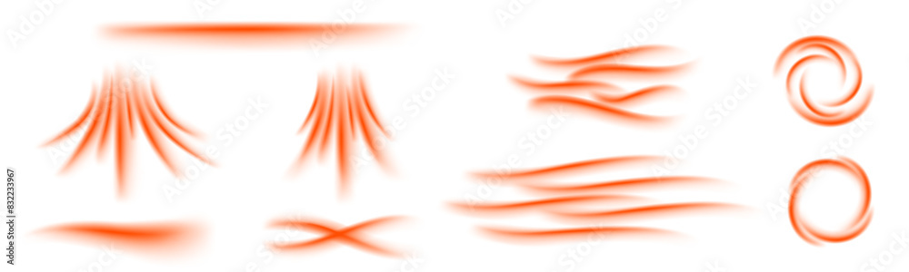 Set of red arrows showing warm air heater direction. Isolated on ...