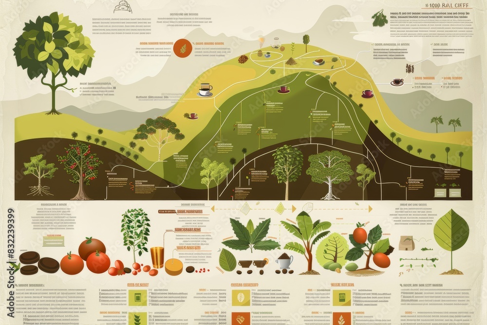 Infographic detailing coffee production from trees planting the first ...
