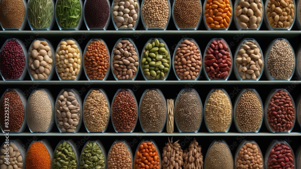 Macro photograph capturing the diversity of seeds stored in seed banks ...