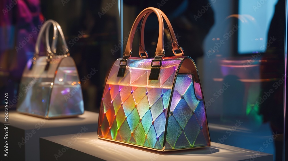 A luxury handbag on display that changes its exterior design through ...