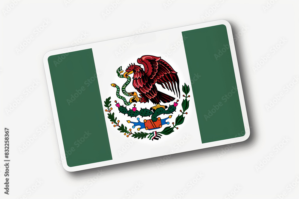 Mexican flag sticker in the shape of Mexico with white background Stock ...