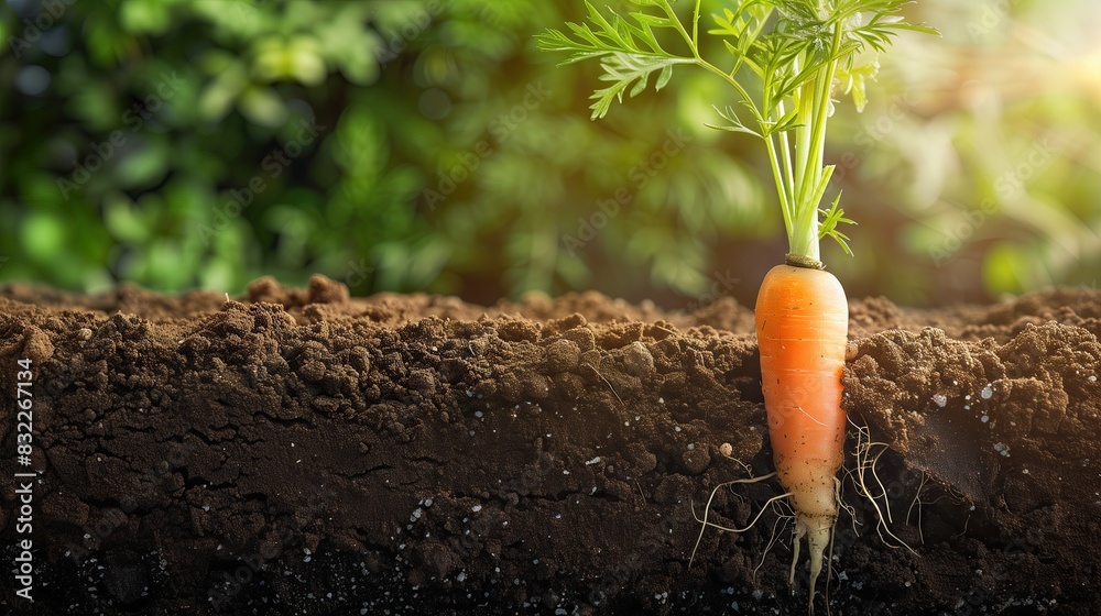 Artfully illustrated stages of a carrot's growth, with a cross ...