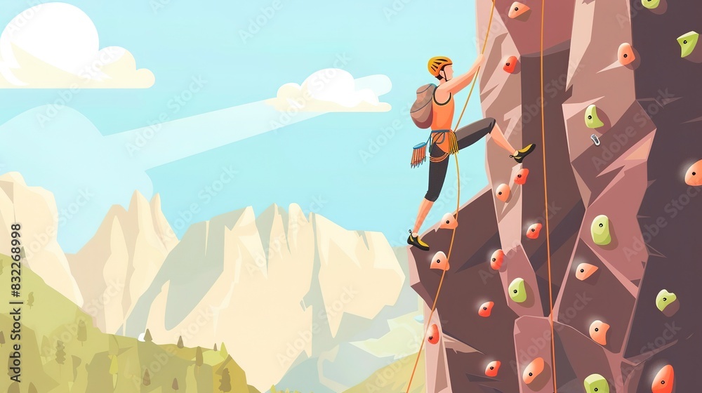 Rock climbing routes infographic flat design side view skill challenge ...
