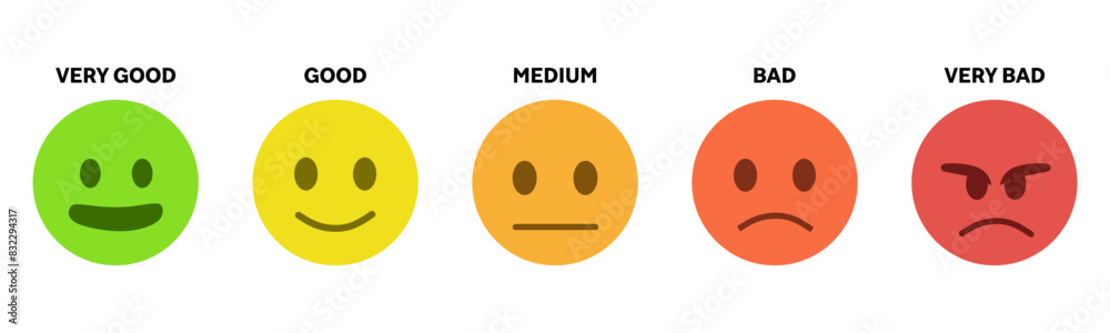 feedback emoji. emoticons set , rating scale of customer satisfaction ...