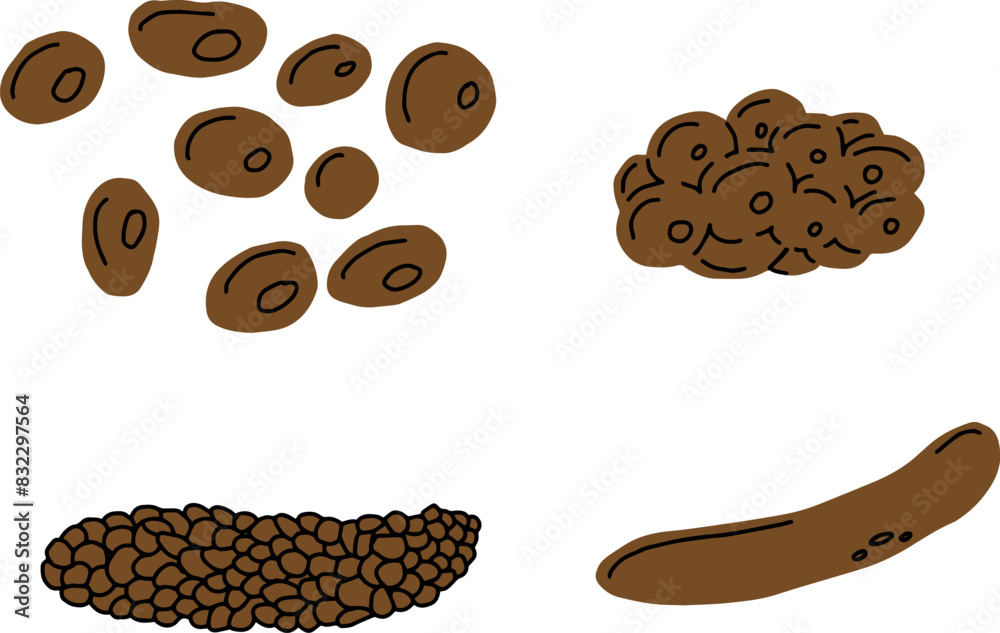 Human or animal poop excrement for medical check up. Bristol scale ...