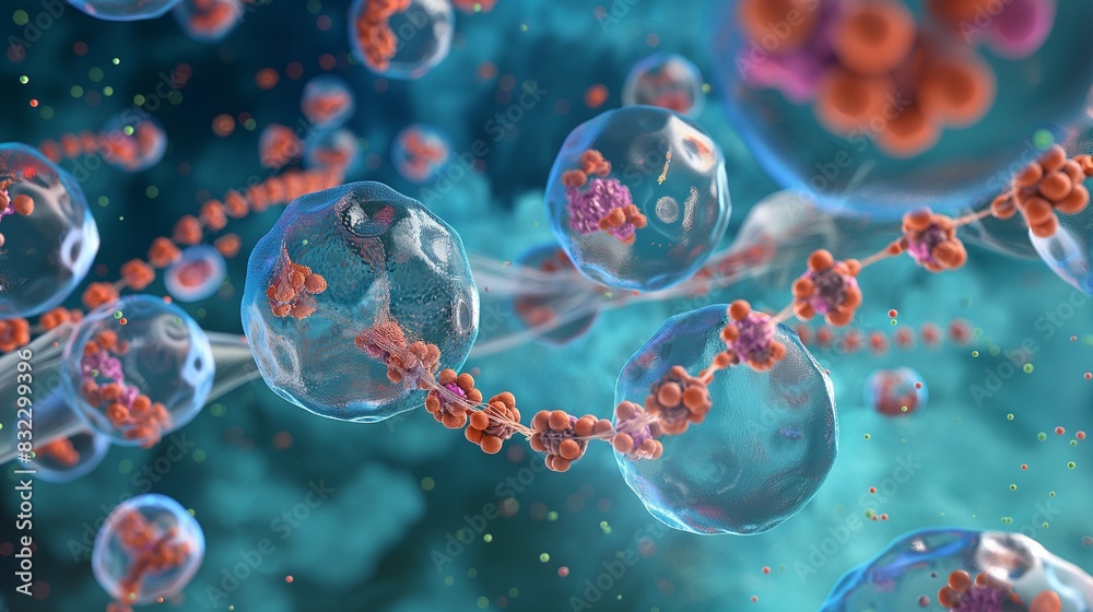 An illustration of nanoparticles designed for gene therapy, showing ...