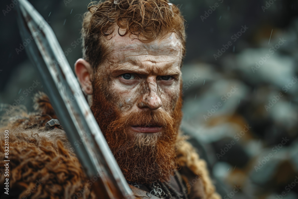 An ancient sword-wielding Irish warrior who displayed his courage and ...