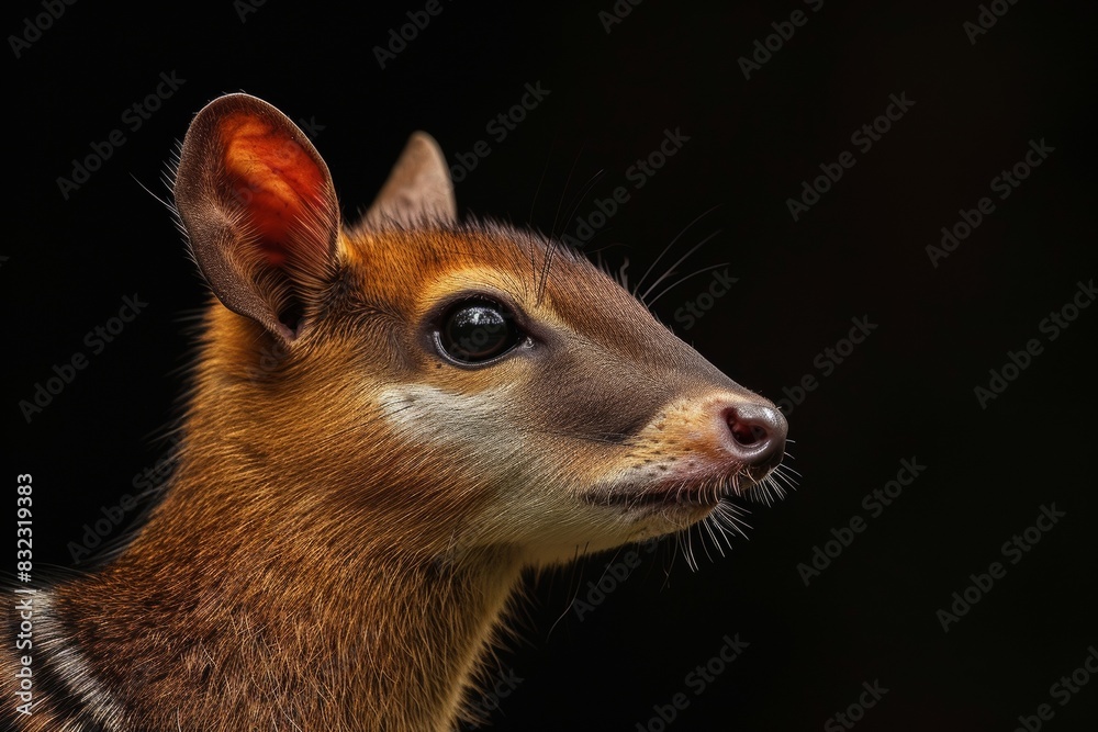 Mystic portrait of Mouse Deer, copy space on right side, Anger ...