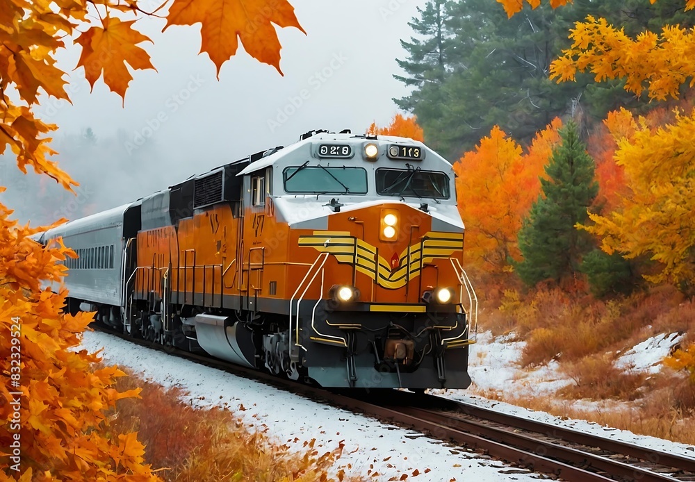 Red diesel locomotive hauling freight cars on railway tracks Stock ...