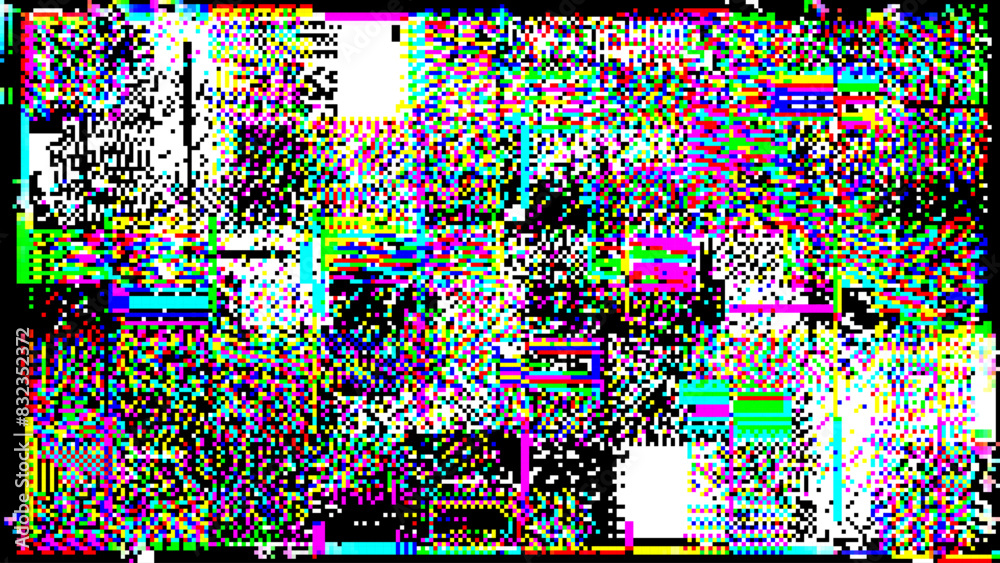 Colorful Rainbow Glitch Broken Screen Effect. Abstract Digital Pixel ...