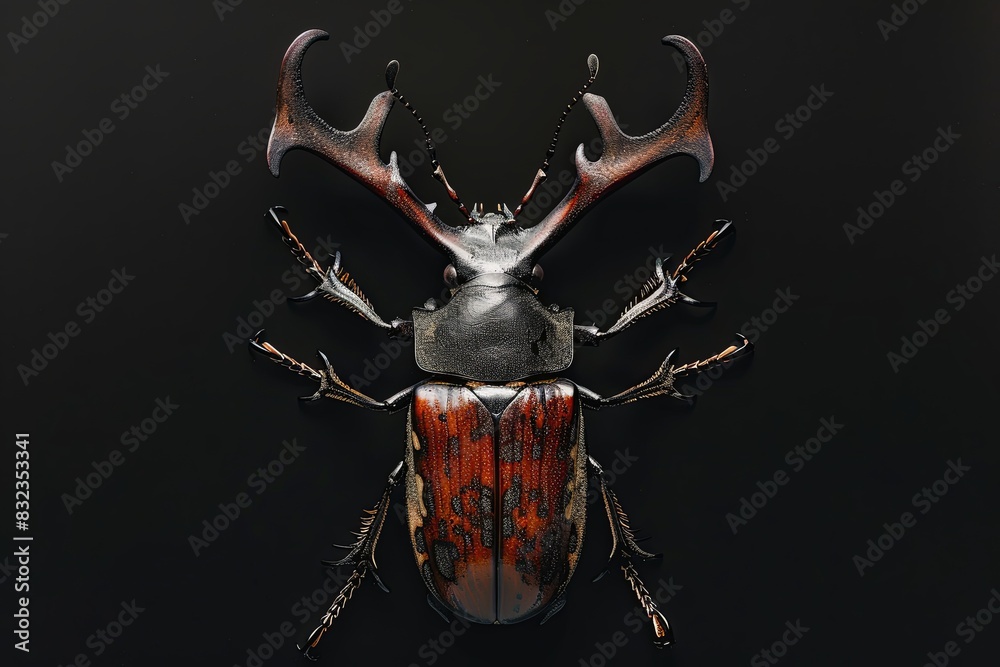 Elegant Stag Beetle with Elongated Antlers, Symbolizing Strength and ...