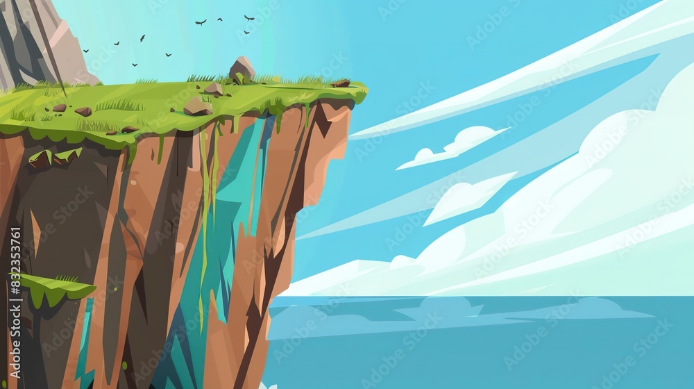 Cliff edges from the sky brochure flat design side view extreme ...