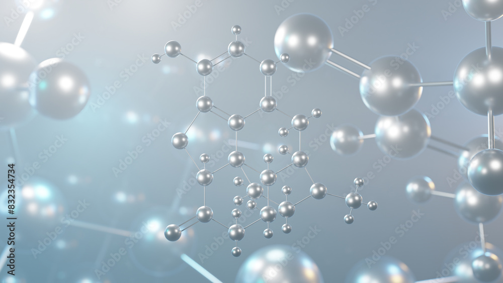 hydromorphone molecular structure, 3d model molecule, morphinan opioid ...