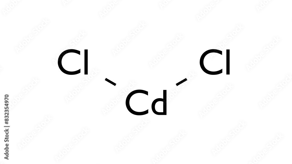 cadmium chloride molecule, structural chemical formula, ball-and-stick ...