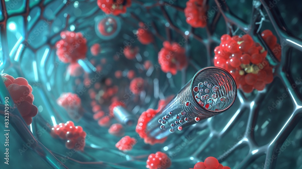 An image of a carbon nanotube being used as a drug delivery system ...