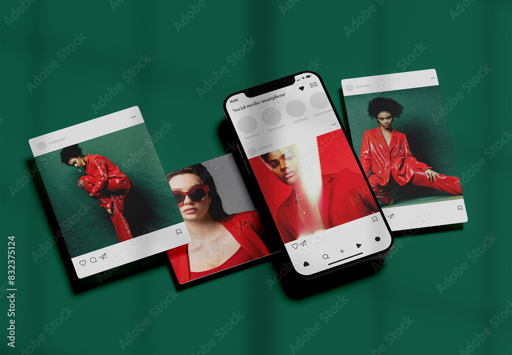 Social Media Set Design Mockup Stock Template | Adobe Stock