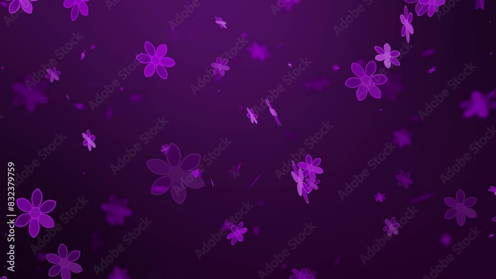 Flower particles fading animation purple gradient dark Stock Video ...
