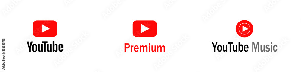Editorial collection of Youtube logos. YouTube Premium logo. Youtube ...