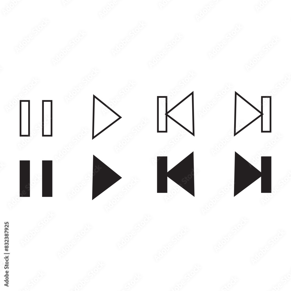 player tool Media player icon set. Multimedia music audio control ...