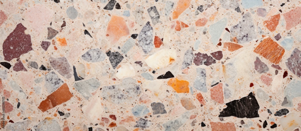A polished stone texture and background resembling terrazzo can be seen ...