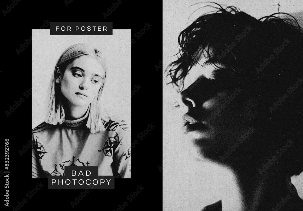 Bad Photocopy Poster Photo Effect Mockup Stock Template | Adobe Stock
