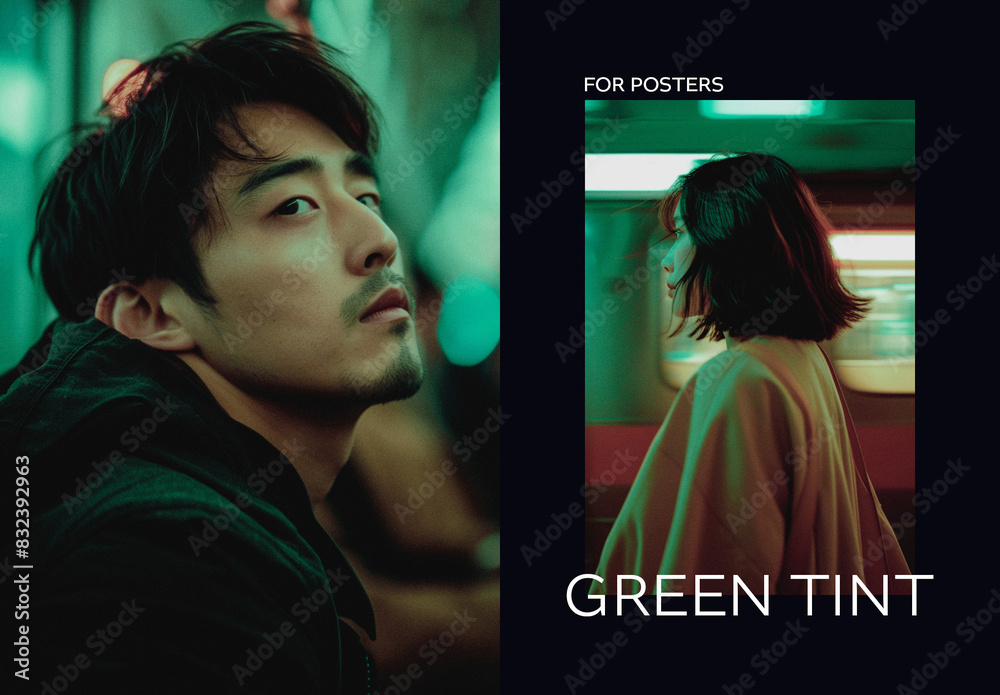 Cinematic Green Tint Poster Photo Effect Mockup Stock Template | Adobe ...