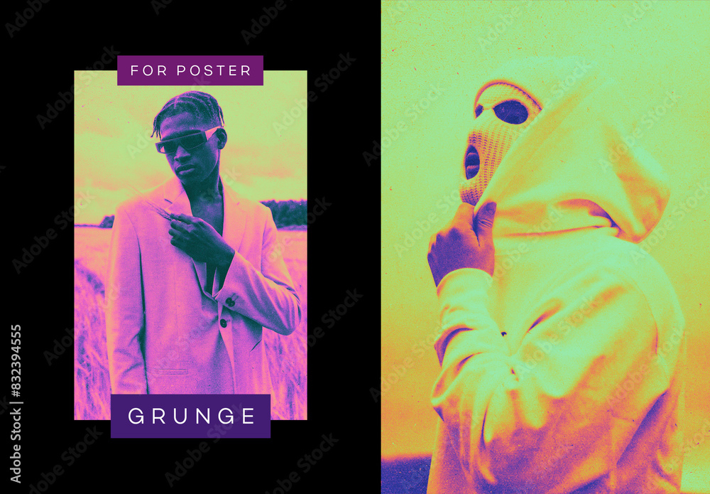 Grunge Poster Photo Effect Mockup Stock Template | Adobe Stock
