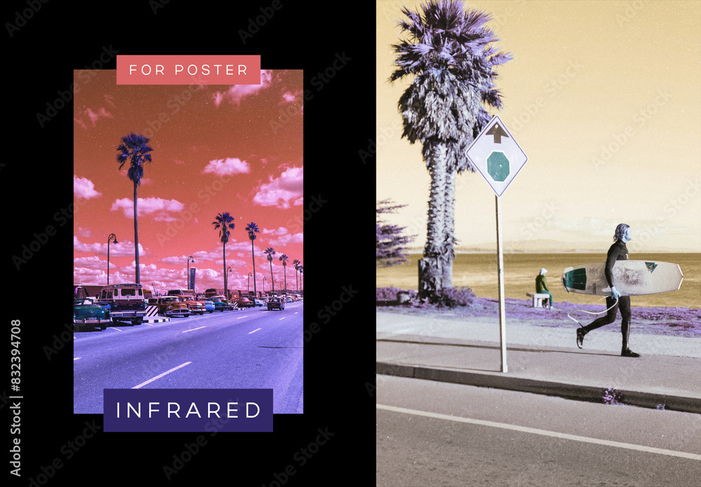 Infrared Poster Photo Effect Mockup Stock Template | Adobe Stock