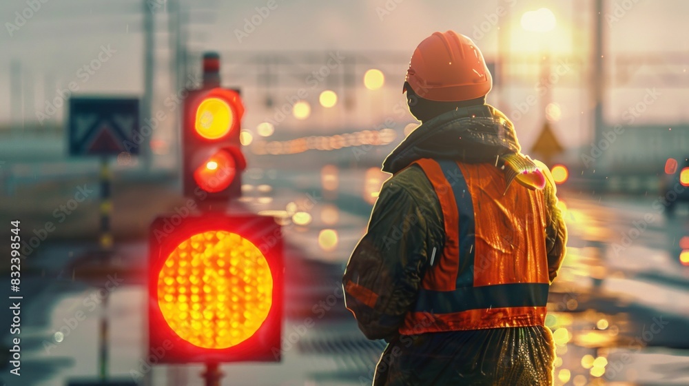 Airport marshalling signal from marshaller for aircraft controls ...
