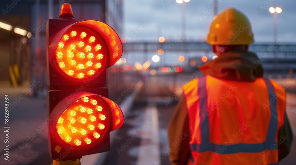 Airport marshalling signal from marshaller for aircraft controls ...