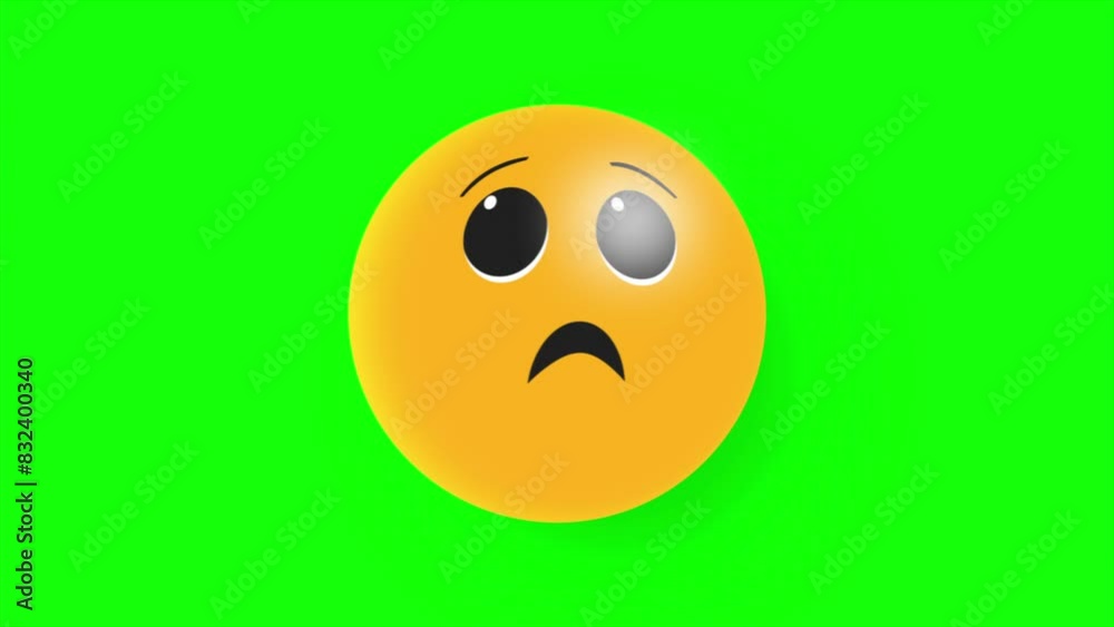3D Emoji Animation with pleading face expression emoji icon on green ...