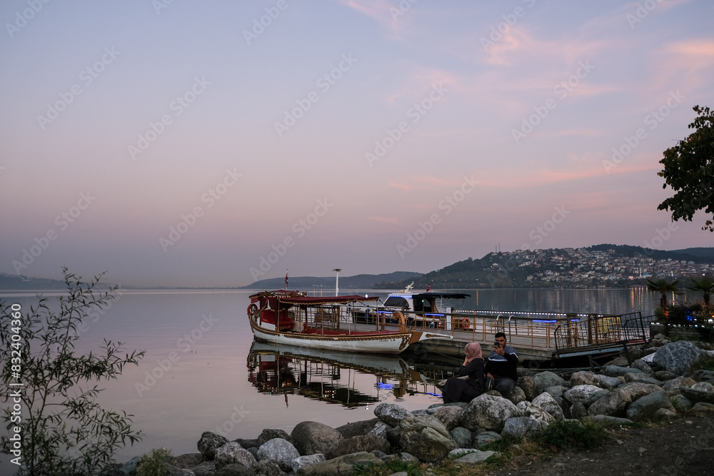View of Lake Sapanca (Sapanca Golu) a fresh water lake between the Gulf ...