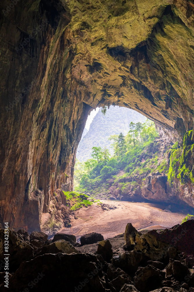 The exit of Hang En Cave, the first cave and camp site of Son Doong ...