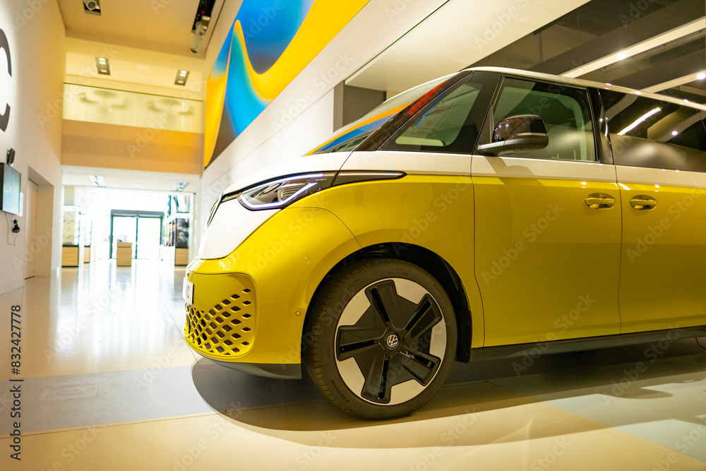 classic yellow electric bus Volkswagen ID Buzz, Old-school cool meets ...