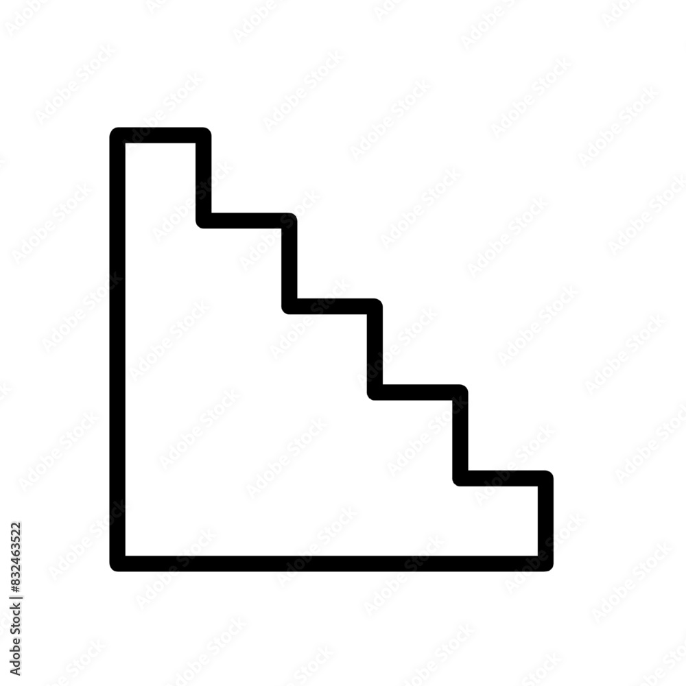 stair icon black line simple vector illustration isolated on white and ...