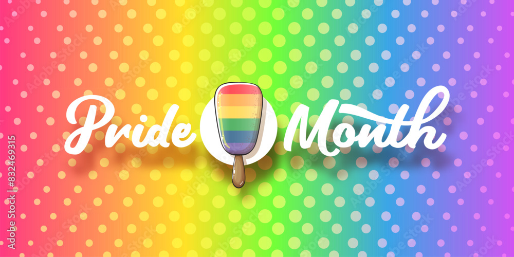 Happy pride month horizontal banner with pride color flag gradient ice ...
