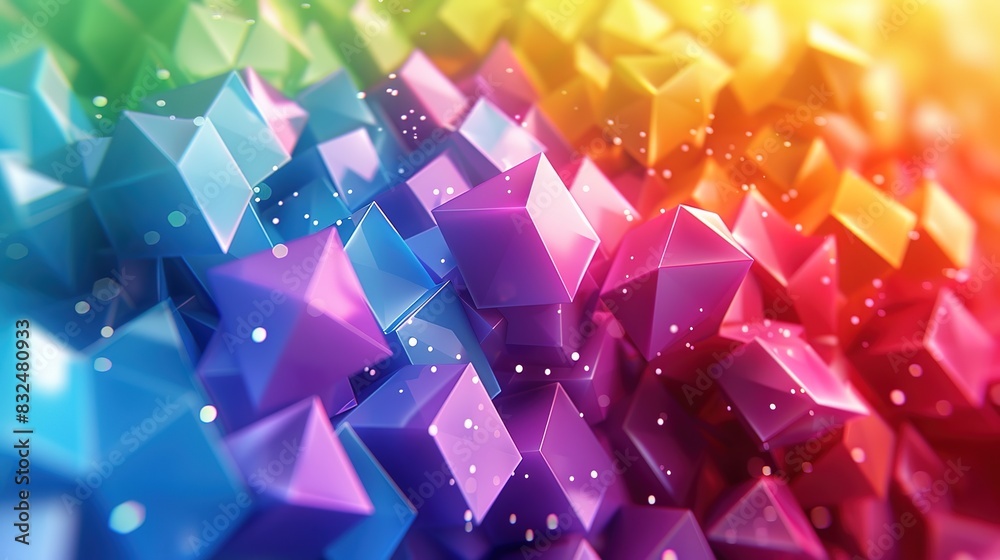 background with floating tetrahedrons in a rainbow spectrum Stock ...