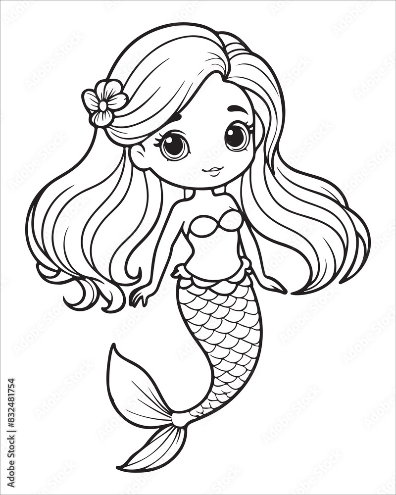 Cute mermaid Coloring pages for kids, ocean animals coloring pages ...