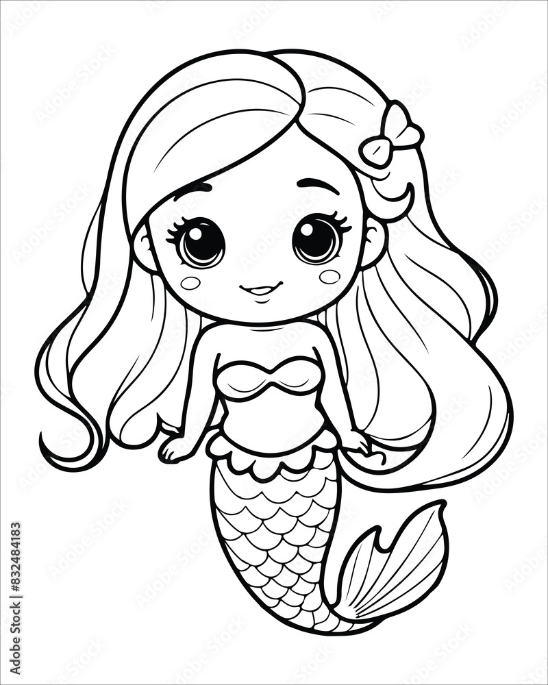 Cute mermaid Coloring pages for kids, ocean animals coloring pages ...