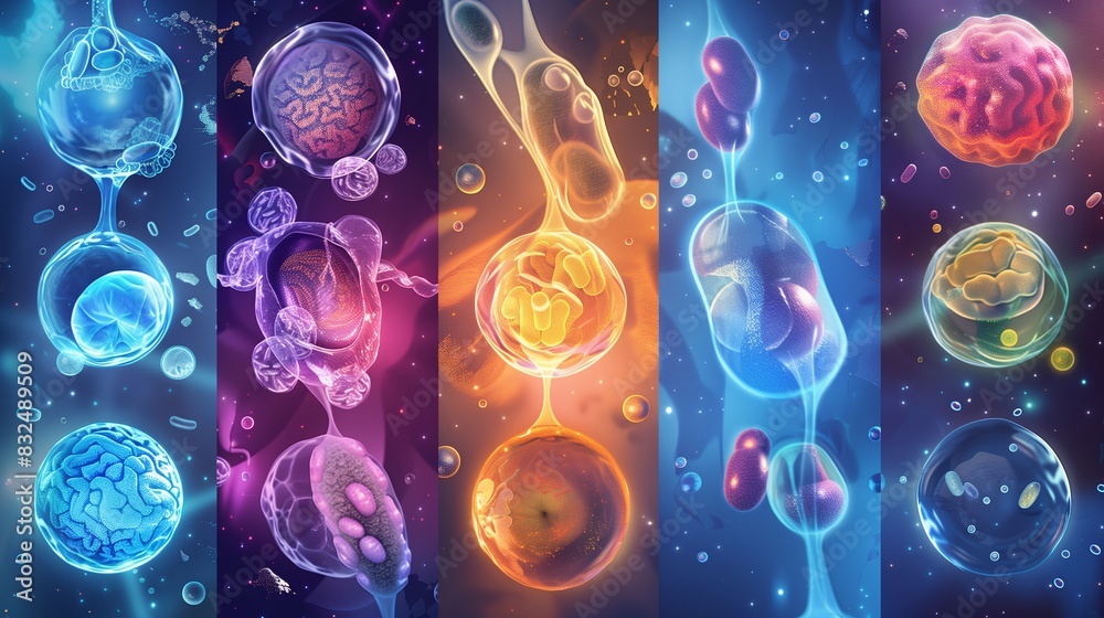 Colorful illustration of different stages of cell division Stock ...