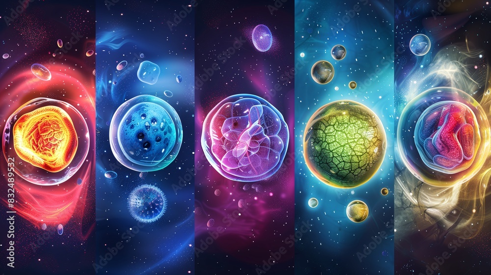 Colorful illustration of different stages of cell division Stock ...