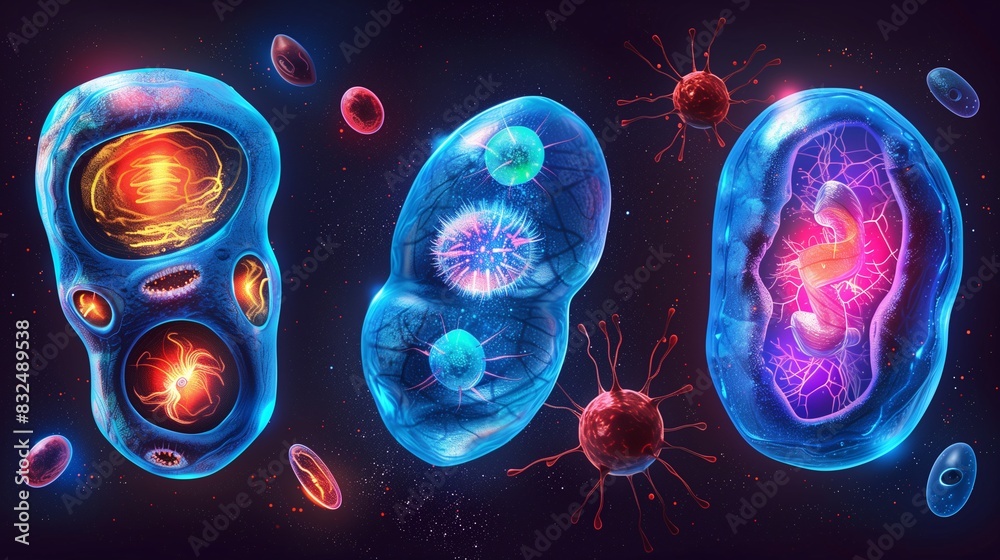 Colorful illustration of different stages of cell division Stock ...