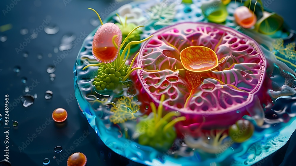 Detailed cross-section of a plant cell showing genetic modifications ...
