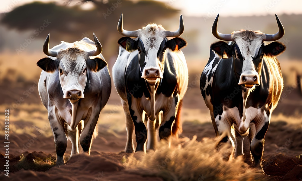 Nguni cattle on a farm, AI Generated Stock Photo | Adobe Stock