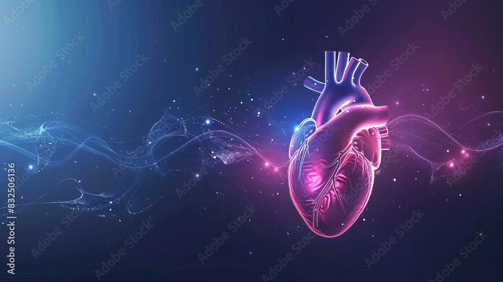 realistic human heart with electrical impulses cardiac conduction ...